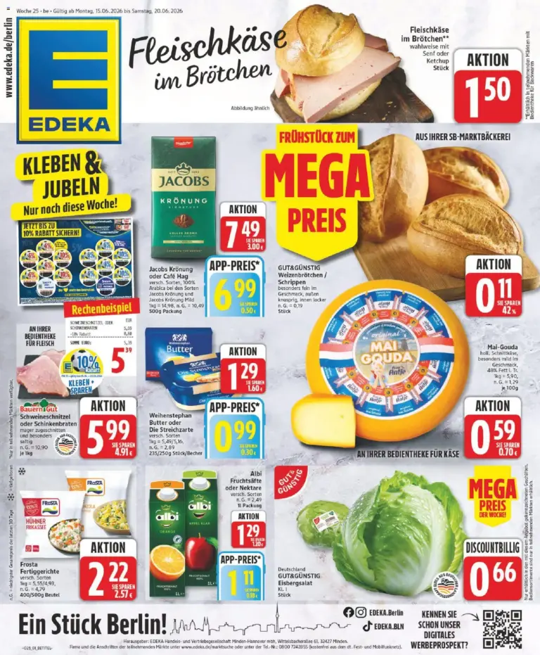 Edeka Prospekt ab 15.06.2026 bis 20.06.2026 - diese woche zum blättern